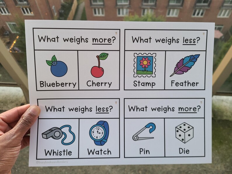 20 What Weighs More Task Cards | Math Task Cards | Units of Measurement ...