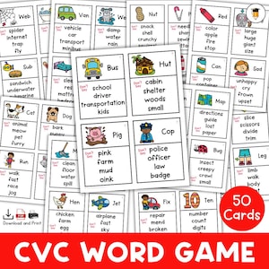 CVC Forbidden Words Games | Printable Card Game | Party Game for Kids ...
