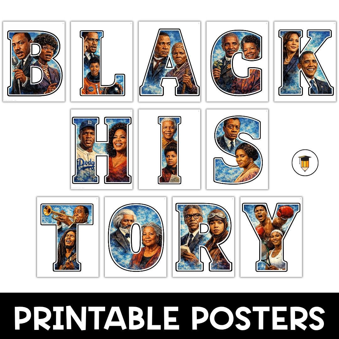 Black History Letter Collage Posters | Bulletin Board Display | Black ...