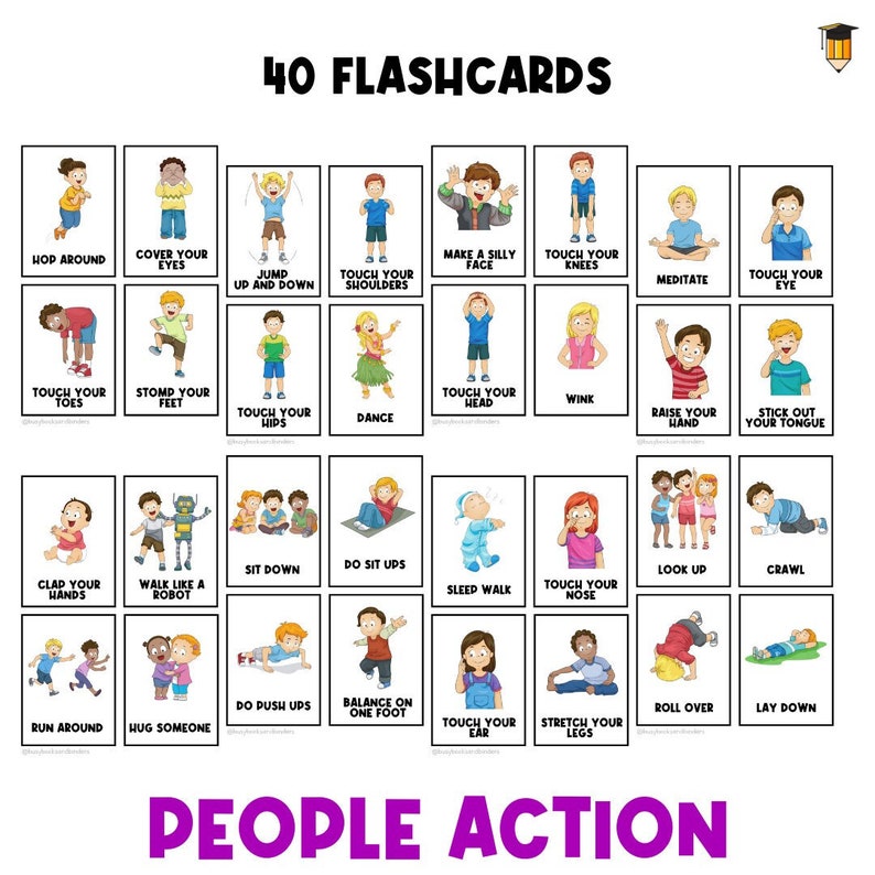 PHYSICAL COPY: Simon Says | Movement | Kids Exercises | Flash Cards for ...