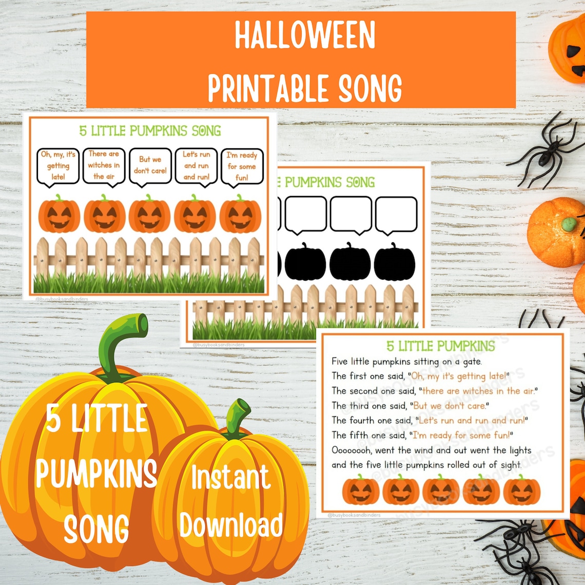 5 Little Pumpkins Song Halloween Songs Toddler Preschool - Etsy Canada