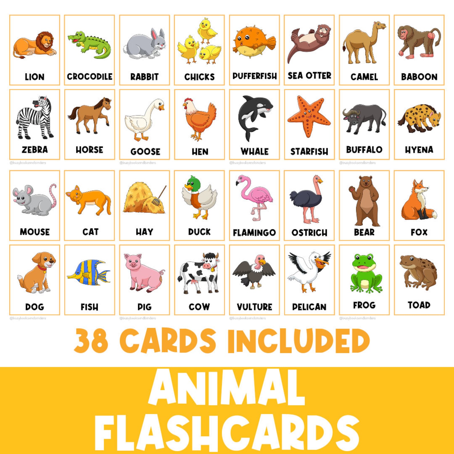 Animals Flashcards Animal Identification Farm Ocean Zoo Kindergarten ...