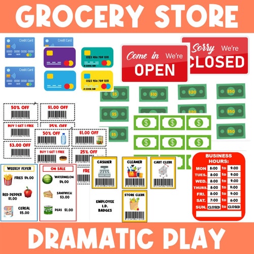 Grocery Store/ Market Pretend Play Printable Set - Etsy