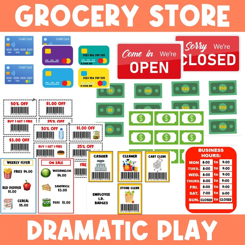 Grocery Store Dramatic Play Shopping Pretend Play | Etsy