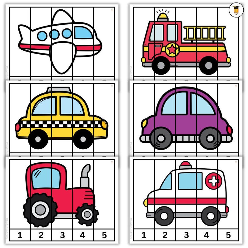 Preschool Puzzles | Cars | Vehicles | Transportation | Number Puzzles ...