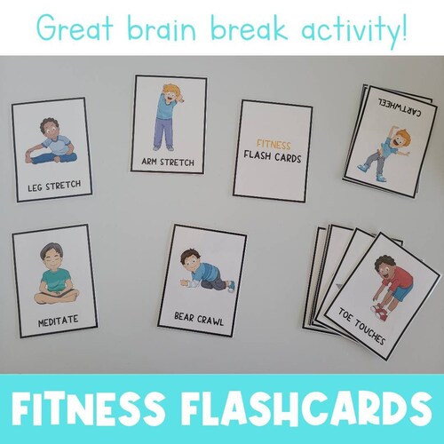Fitness Flashcards Kids Exercises Flash Cards for Kids - Etsy