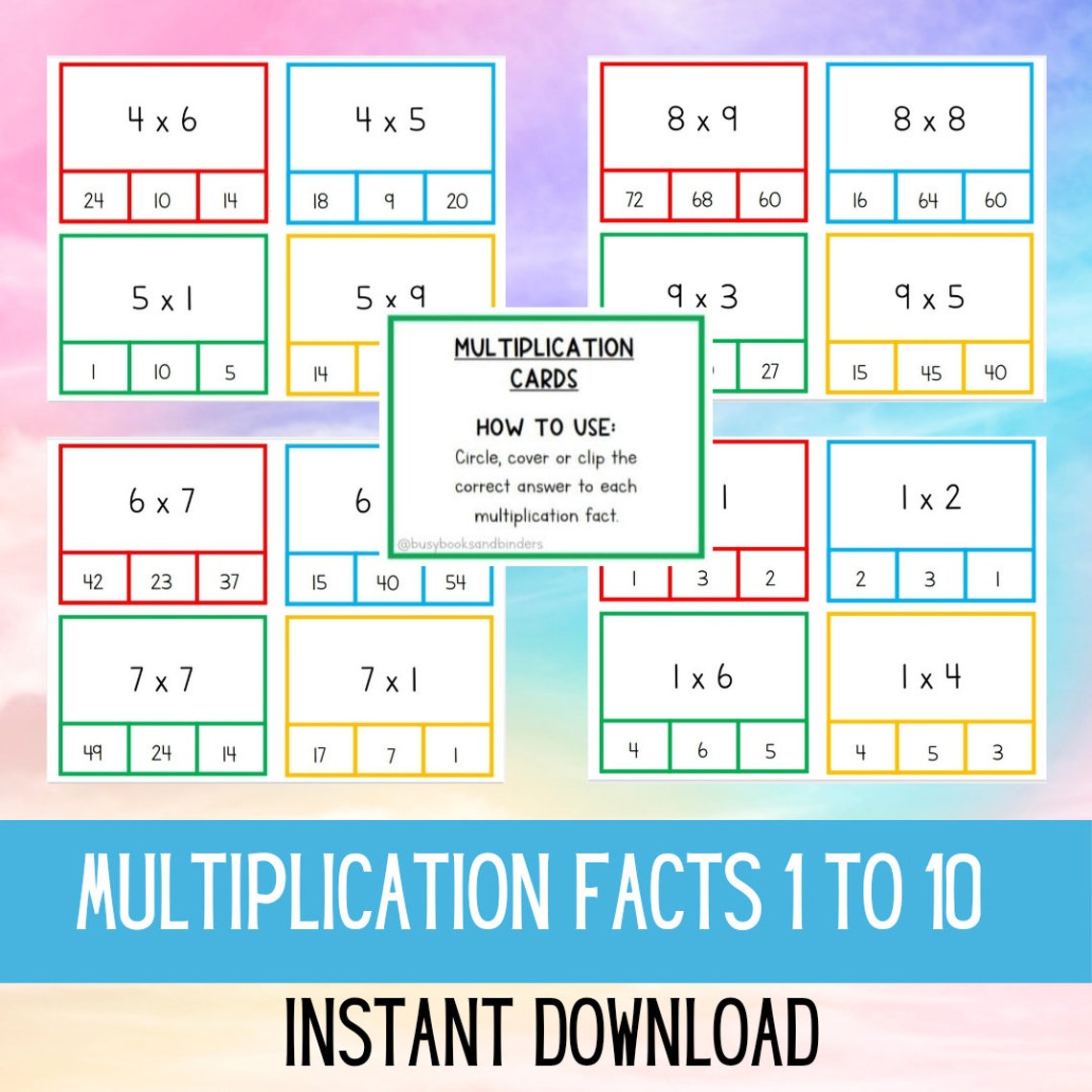 Multiplication Cards | Math Flashcards | Clip Cards | Multiplication ...