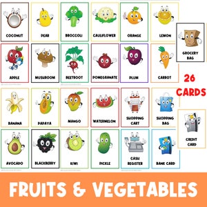 46 Food Flashcards Fruits | Vegetables | Printable Flash Cards ...