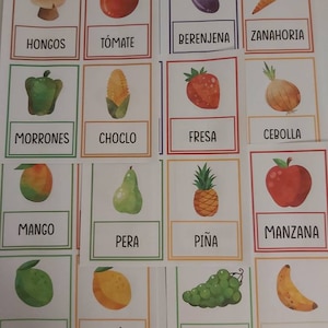 Spanish Flashcards | Fruits and Vegetables | Preschool Flash Cards ...