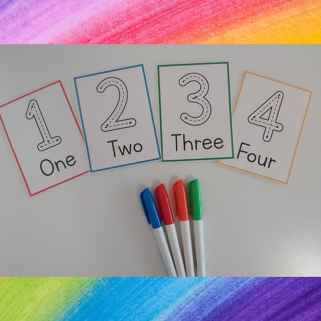 Numbers Tracing Flashcards, Preschool Flash Cards, 123 Tracing, Number ...