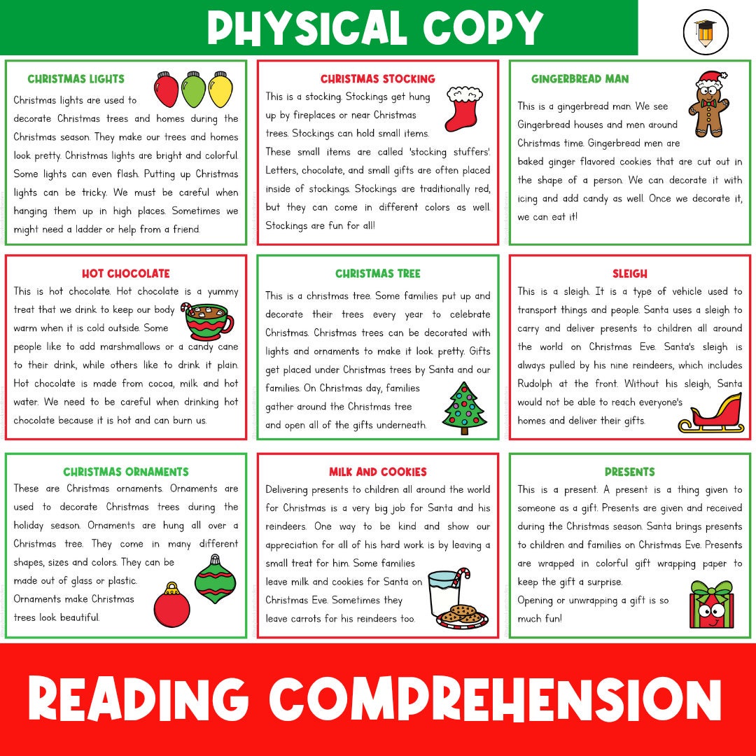 PHYSICAL COPY: Christmas Reading Comprehension | Christmas Worksheets ...