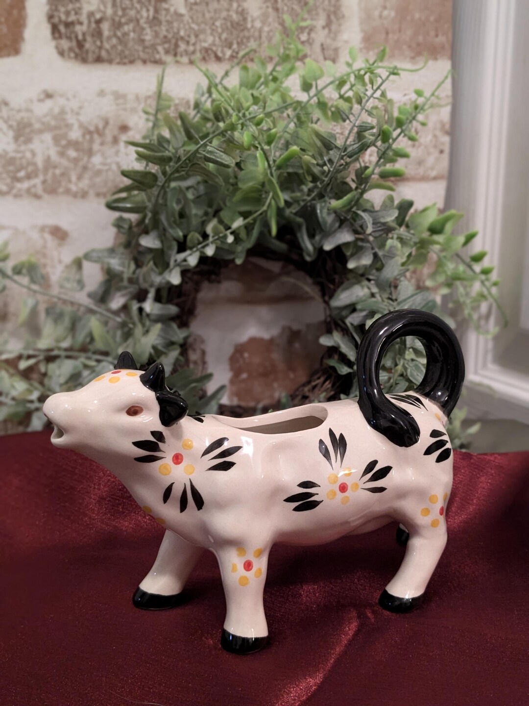 Temptations Cow Milk Server Ceramic Floral Pitcher Vintage - Etsy