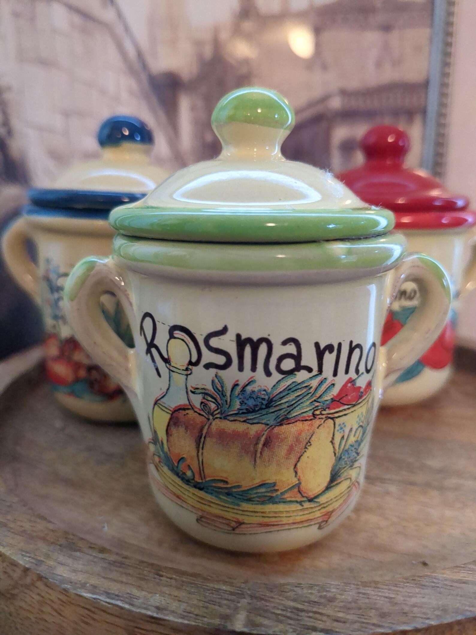 Mini Italian Pottery Crock Storage Jars for Spices Set of 3 Rosemary ...