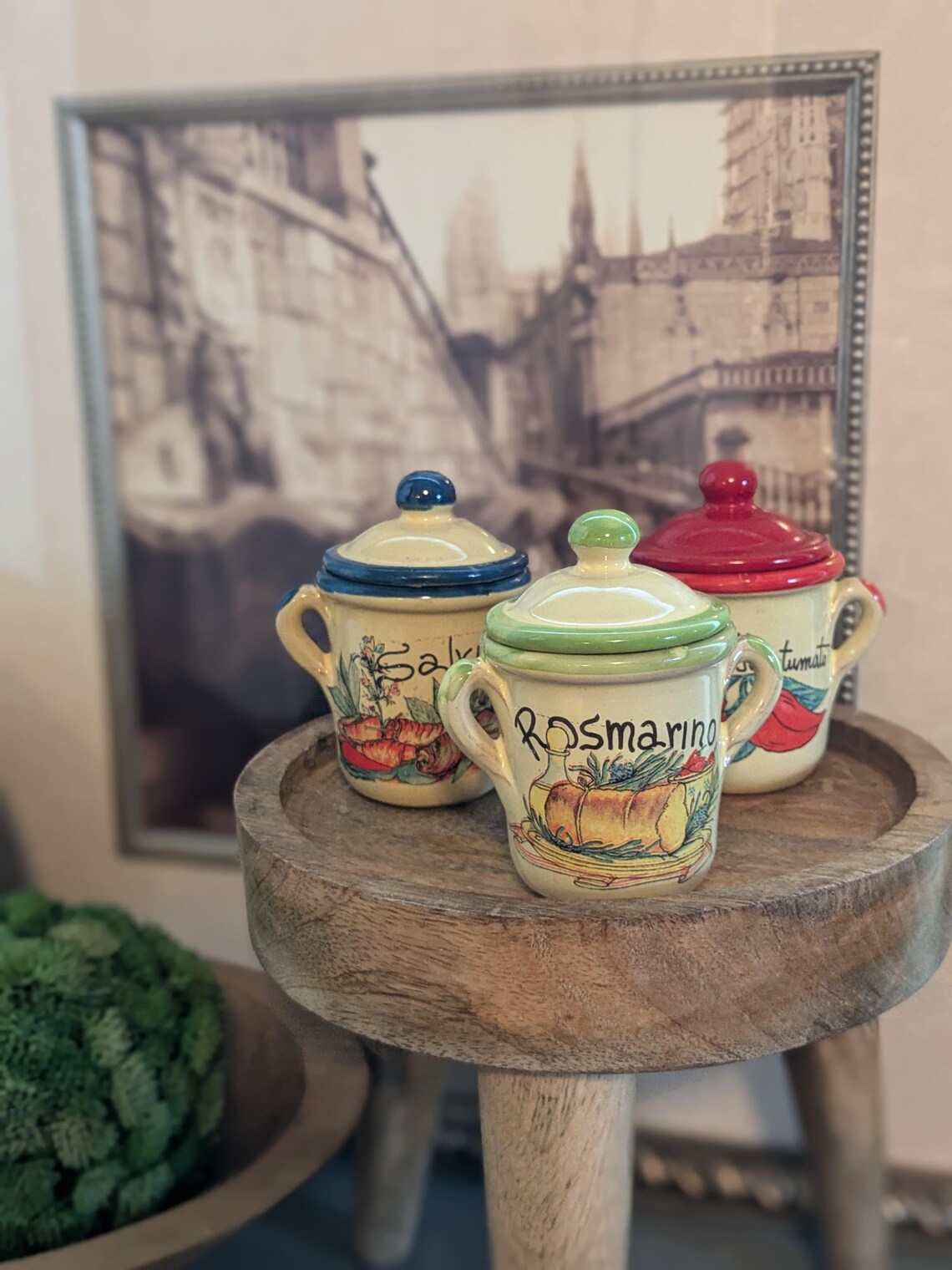 Mini Italian Pottery Crock Storage Jars for Spices Set of 3 Rosemary ...