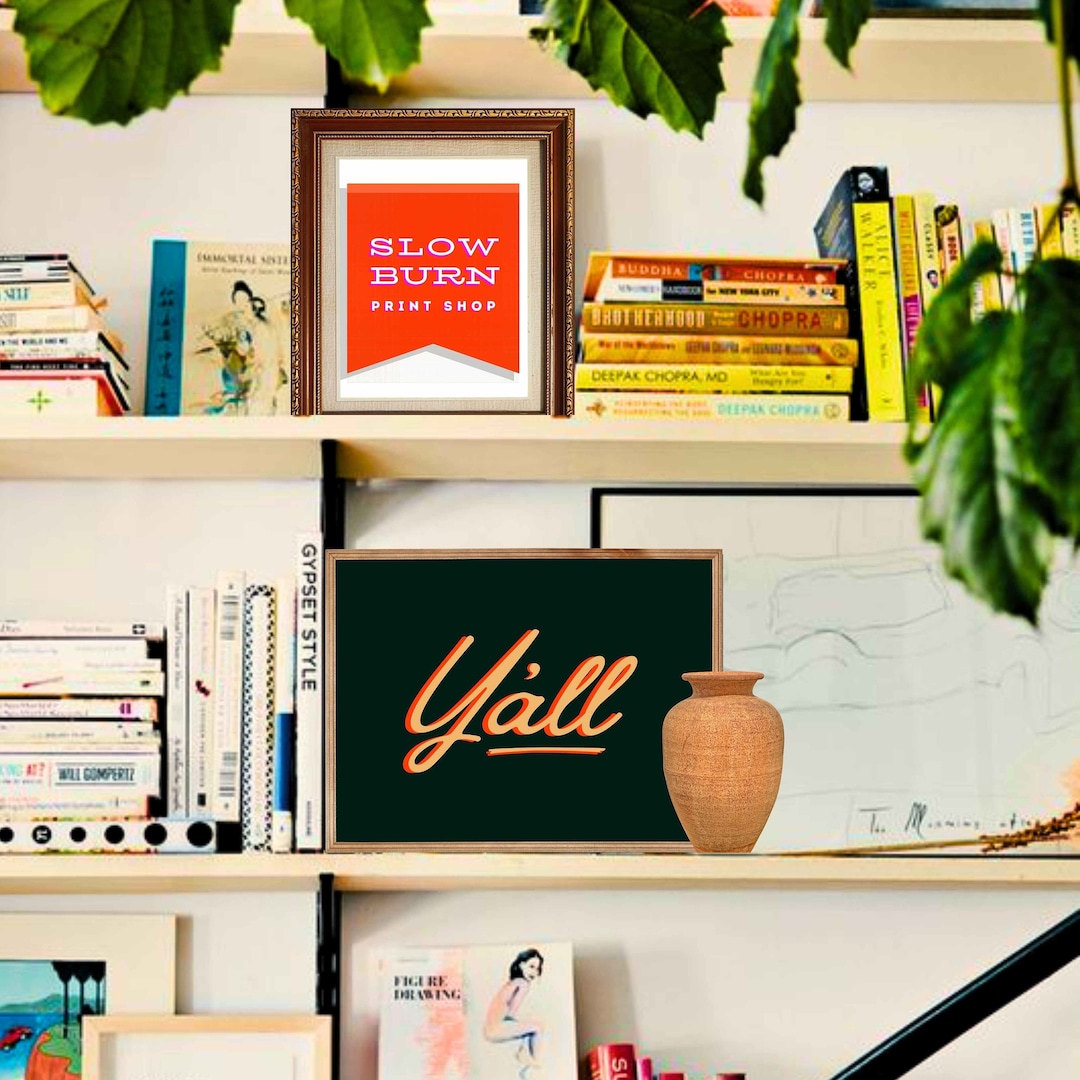 Ya'll Means All Graphic Typography Poster, Retro Art Print, Deep Green ...