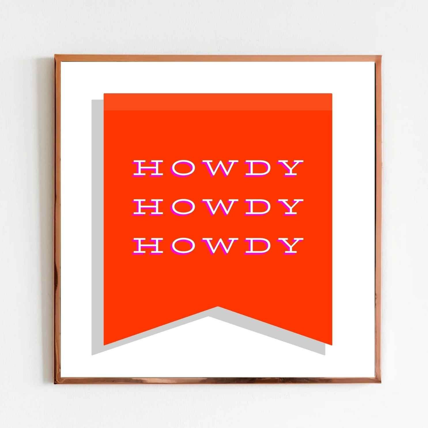 Howdy PRINTABLE Wall Art Digital Download Pennant Print - Etsy