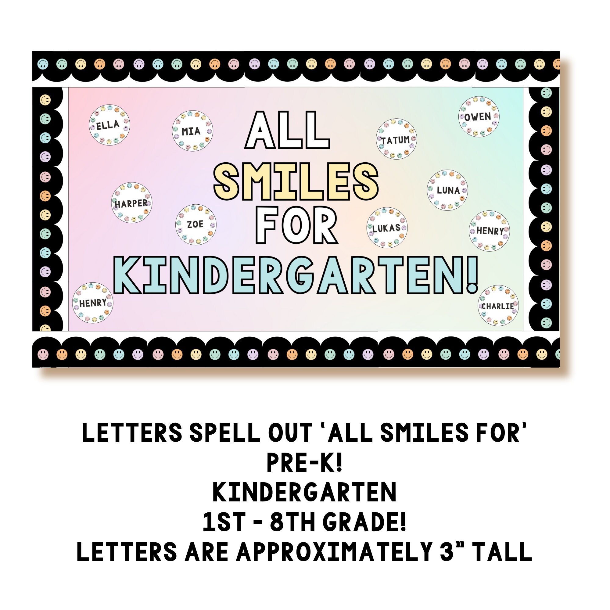 Smiley Face All Smiles for Back to School Bulletin Board - Pastel ...