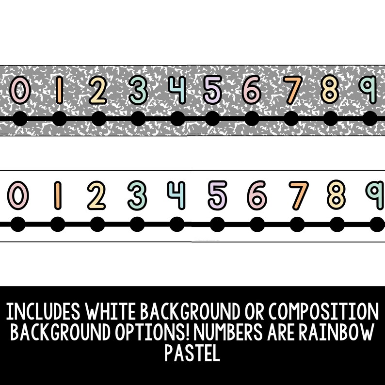 Rainbow Pastel Number Line Printable Classroom Decor, Includes -5 to ...