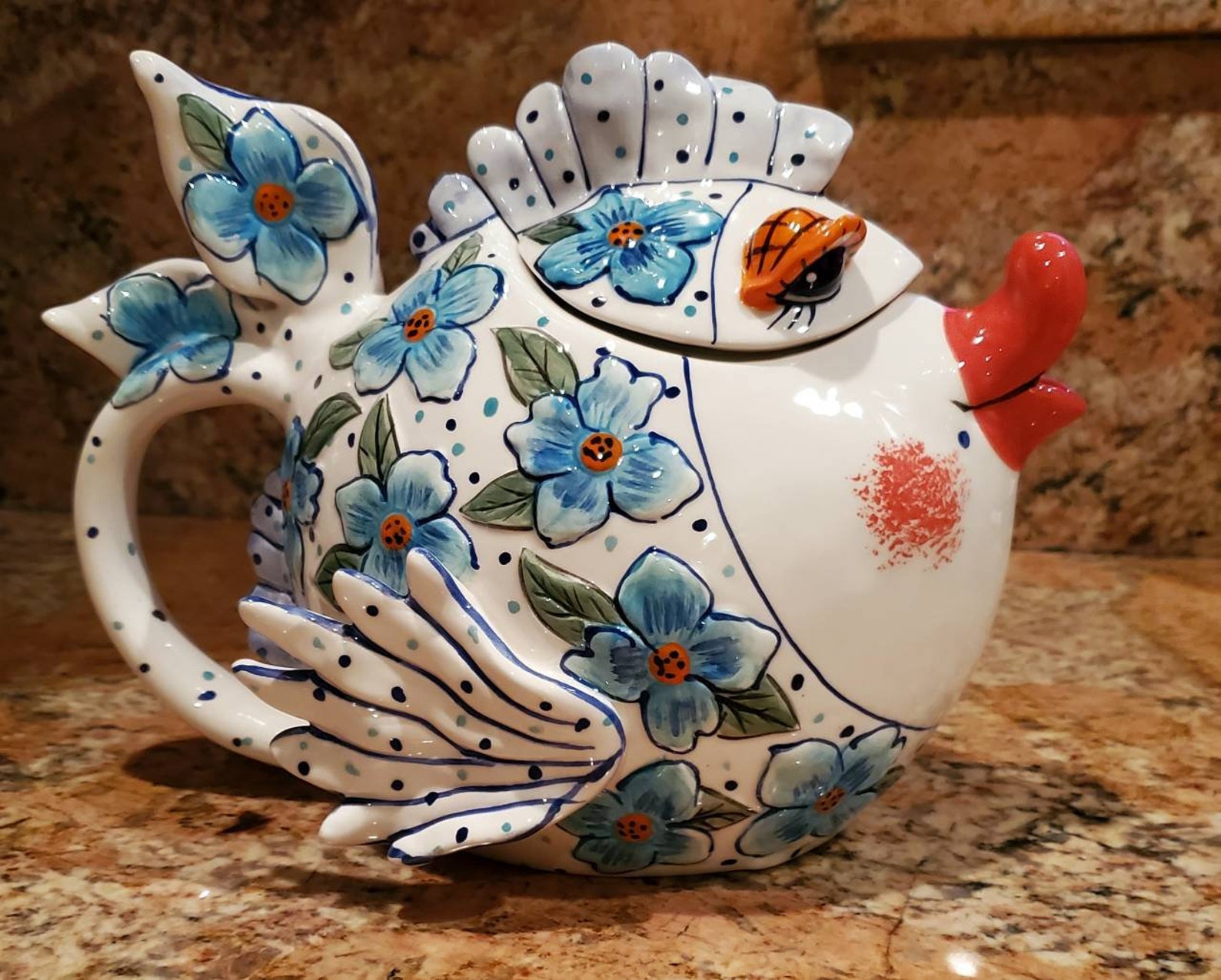 Blue Sky Clayworks by Diane Artware Ceramic Blue Flower Fish - Etsy India