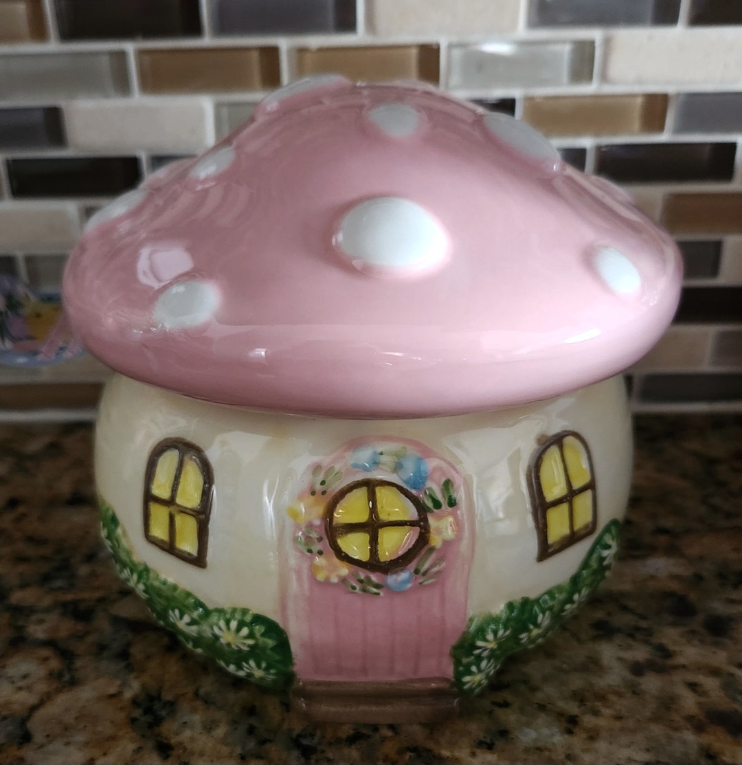 10 Strawberry Street Whimsical Toadstool Home Mushroom Ceramic Canister ...