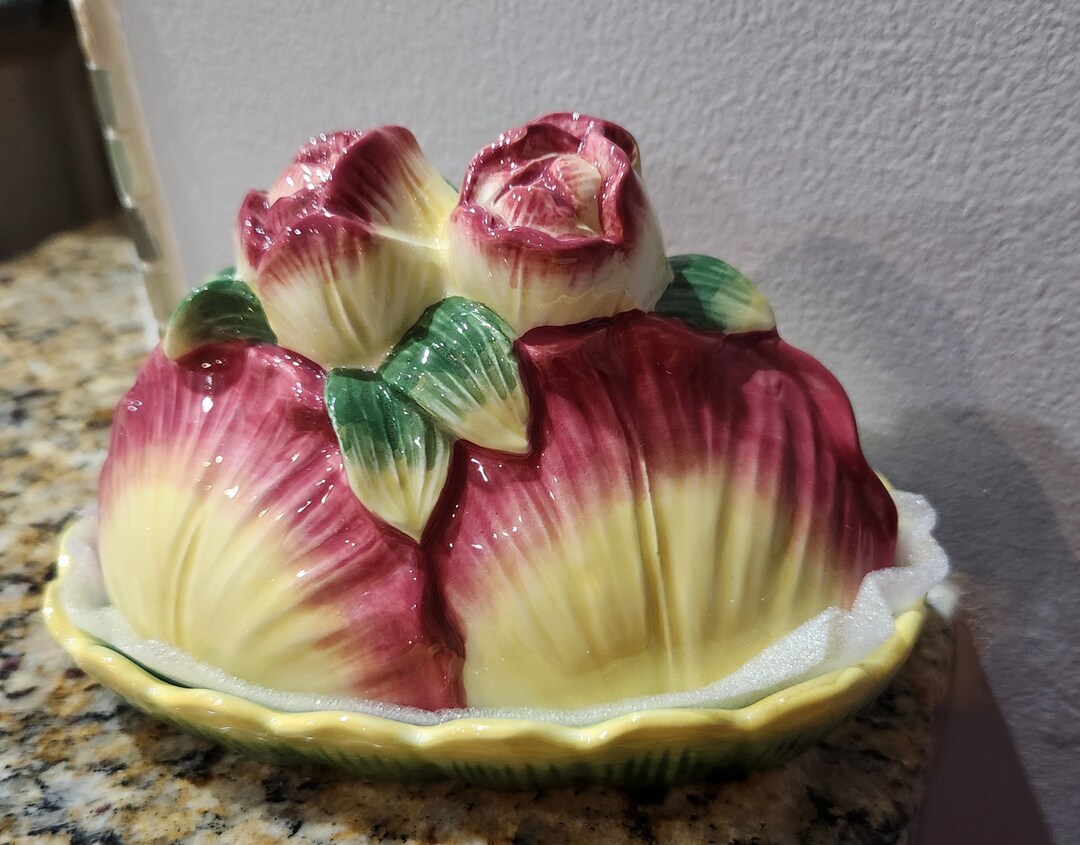 Corner Ruby Botanical Collection Rose Shaped Ceramic Butter Dish With ...