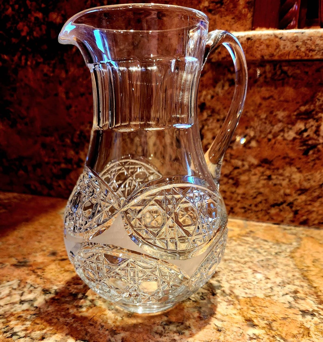 Vintage Czech Bohemian Starburst Pattern Crystal Pitcher - Etsy
