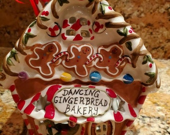Blue Sky Clayworks Dancing Gingerbread Bakery Candle House By Heather ...