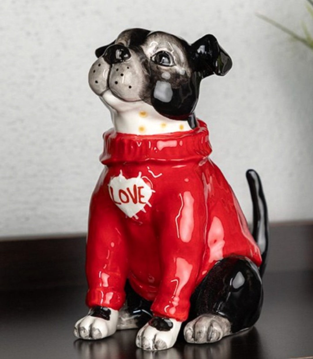 Blue Sky Clayworks Loving Black Dog in Red Sweater Ceramic - Etsy