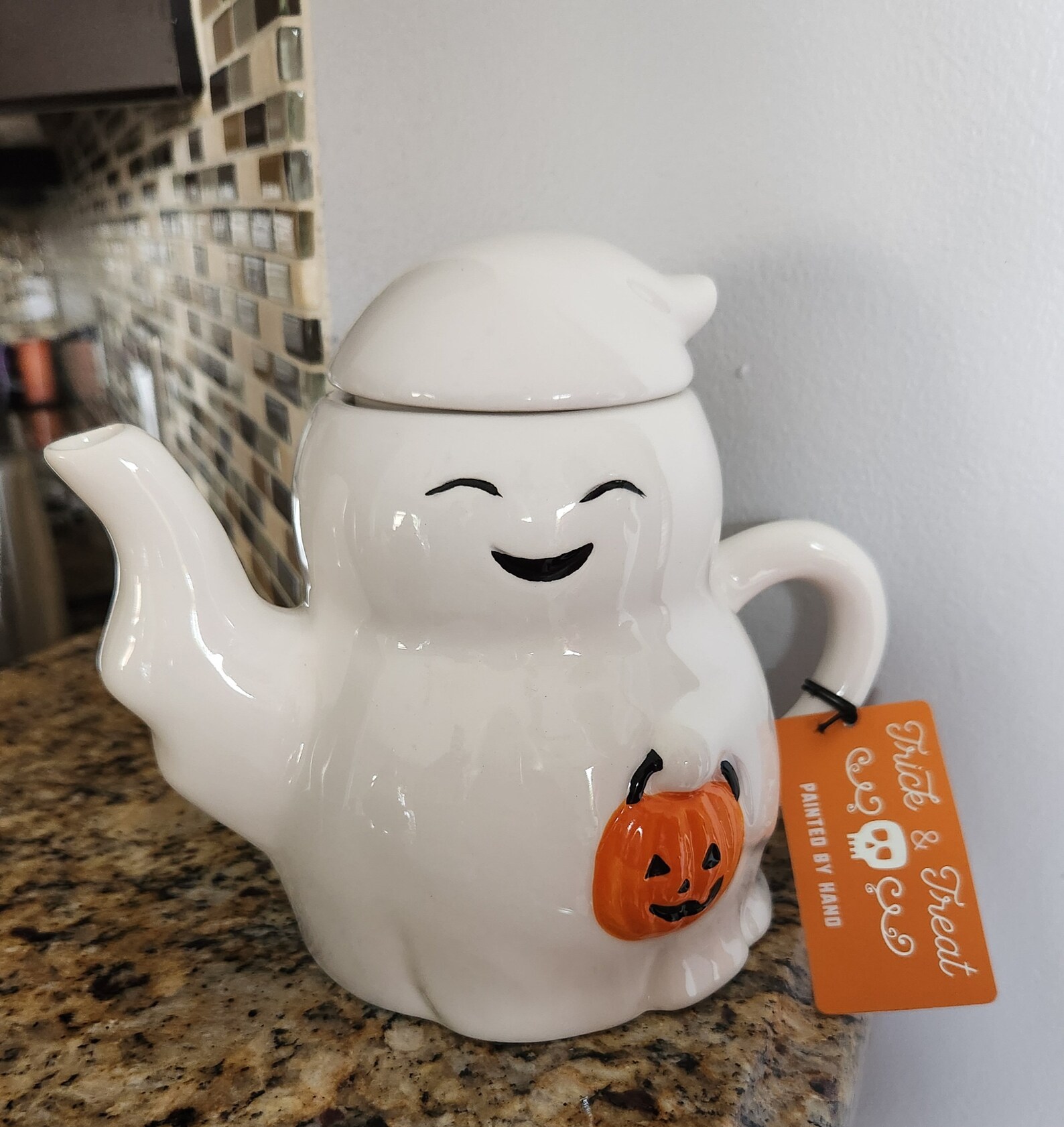 Trick & Treat Halloween Smiling Ghost Ceramic Teapot - Etsy