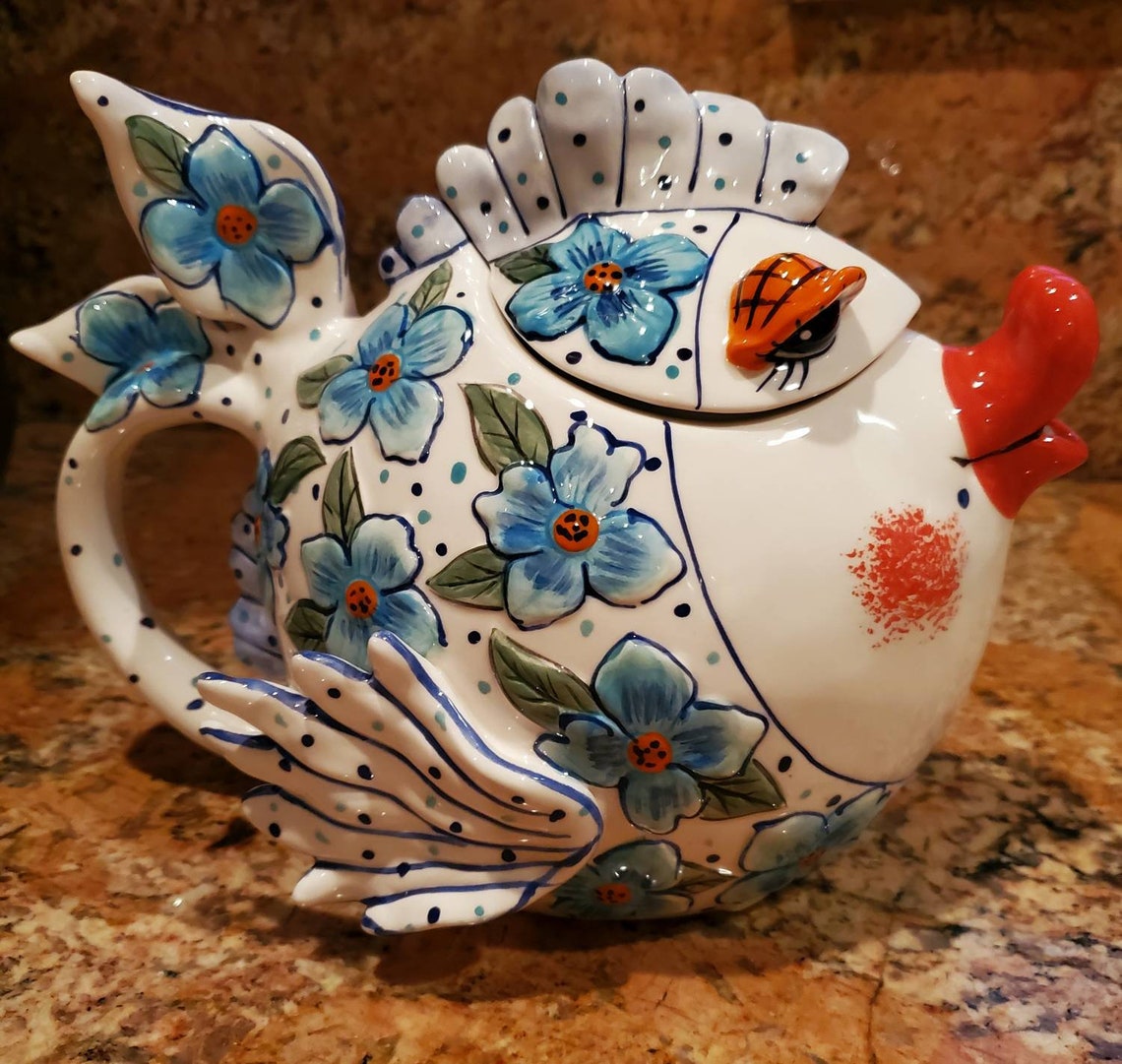Blue Sky Clayworks by Diane Artware Ceramic Blue Flower Fish - Etsy India