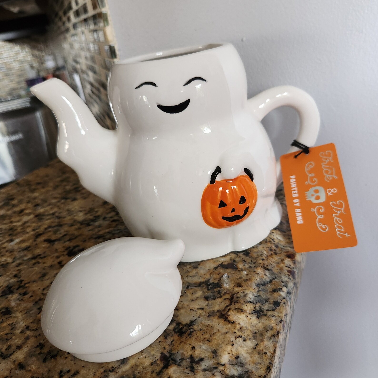 Trick & Treat Halloween Smiling Ghost Ceramic Teapot - Etsy