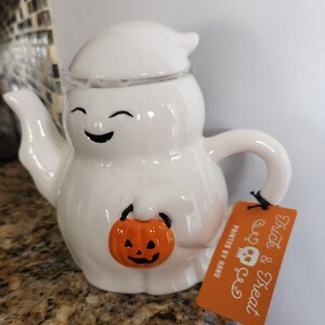 Trick & Treat Halloween Smiling Ghost Ceramic Teapot - Etsy