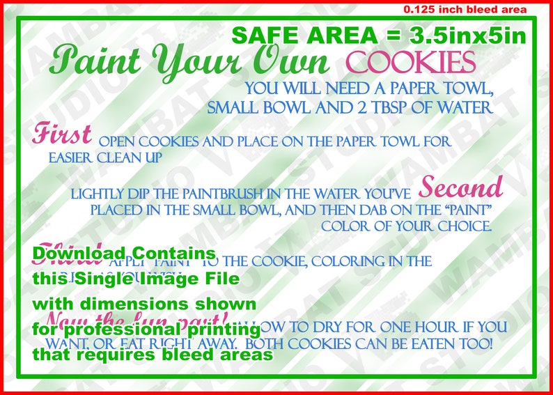 Printable PYO Cookie Kit Card 3.5x5 Spring / Easter Theme Paint Your ...