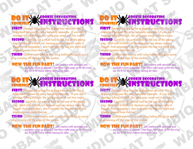 Printable DIY Cookie Kit Card - 3.5"x5" - Halloween Theme Decorate Your ...