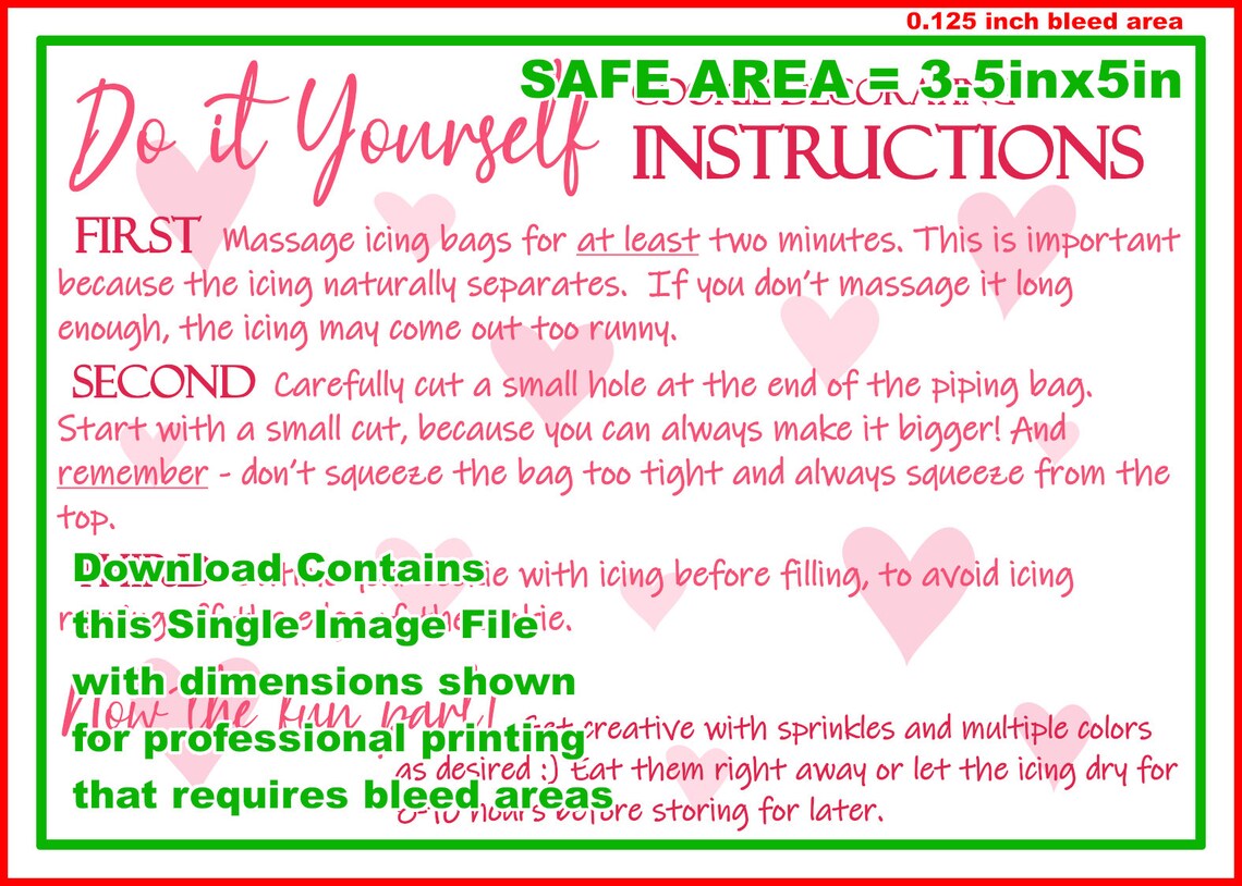 Printable DIY Cookie Kit Card - 3.5"x5" - Valentines Day Theme Decorate ...