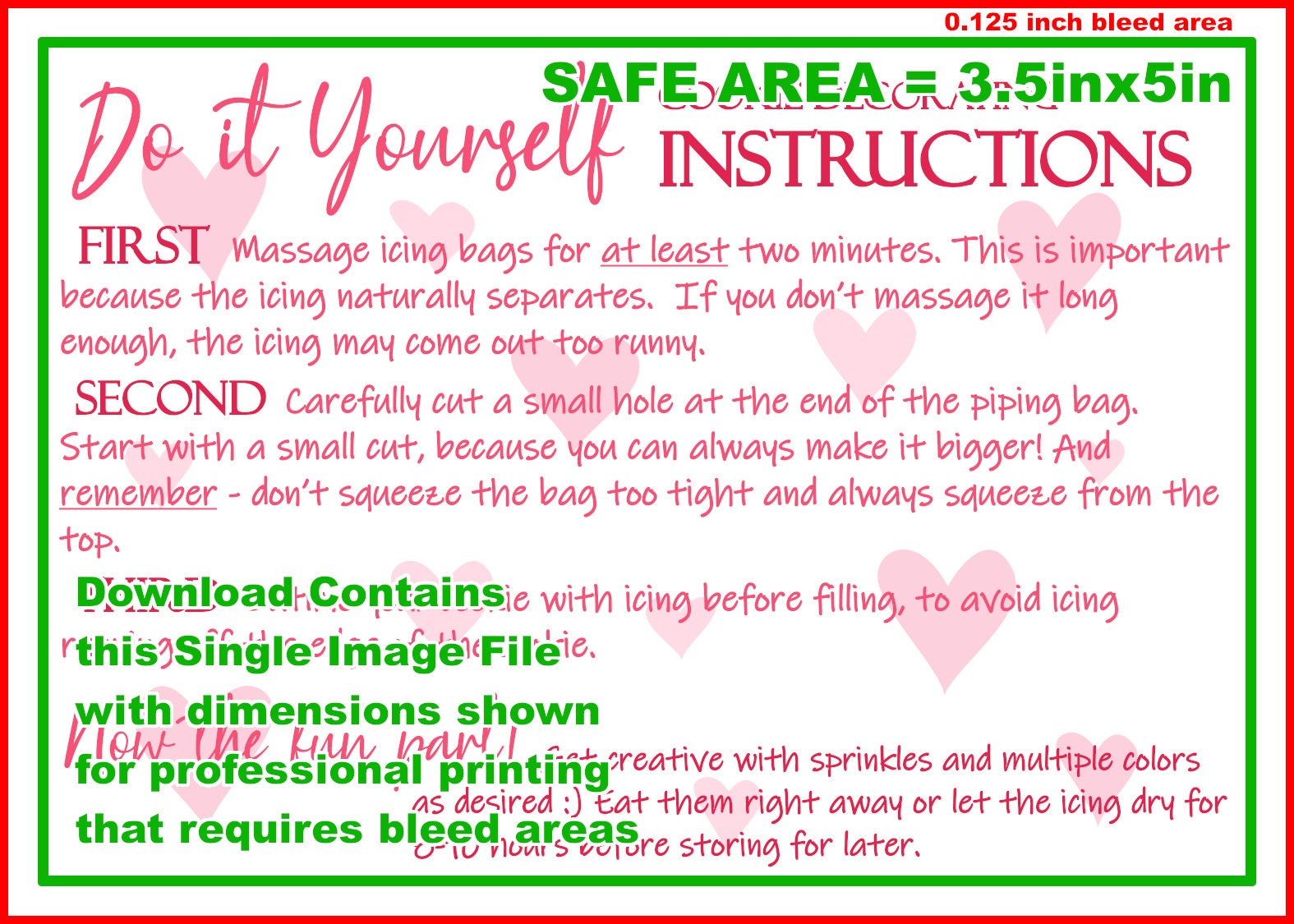 Printable DIY Cookie Kit Card - 3.5"x5" - Valentines Day Theme Decorate ...