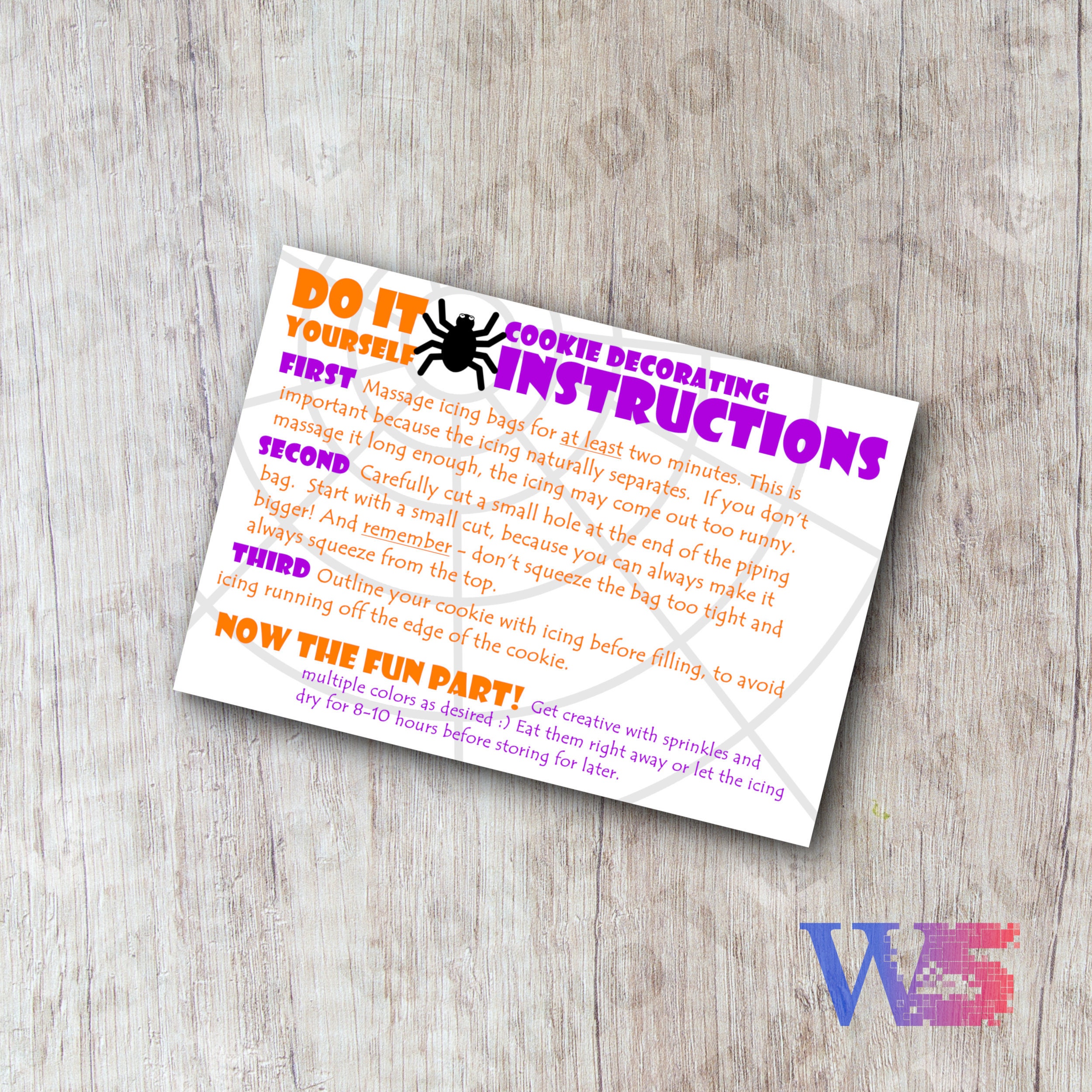 Printable DIY Cookie Kit Card - 3.5"x5" - Halloween Theme Decorate Your ...