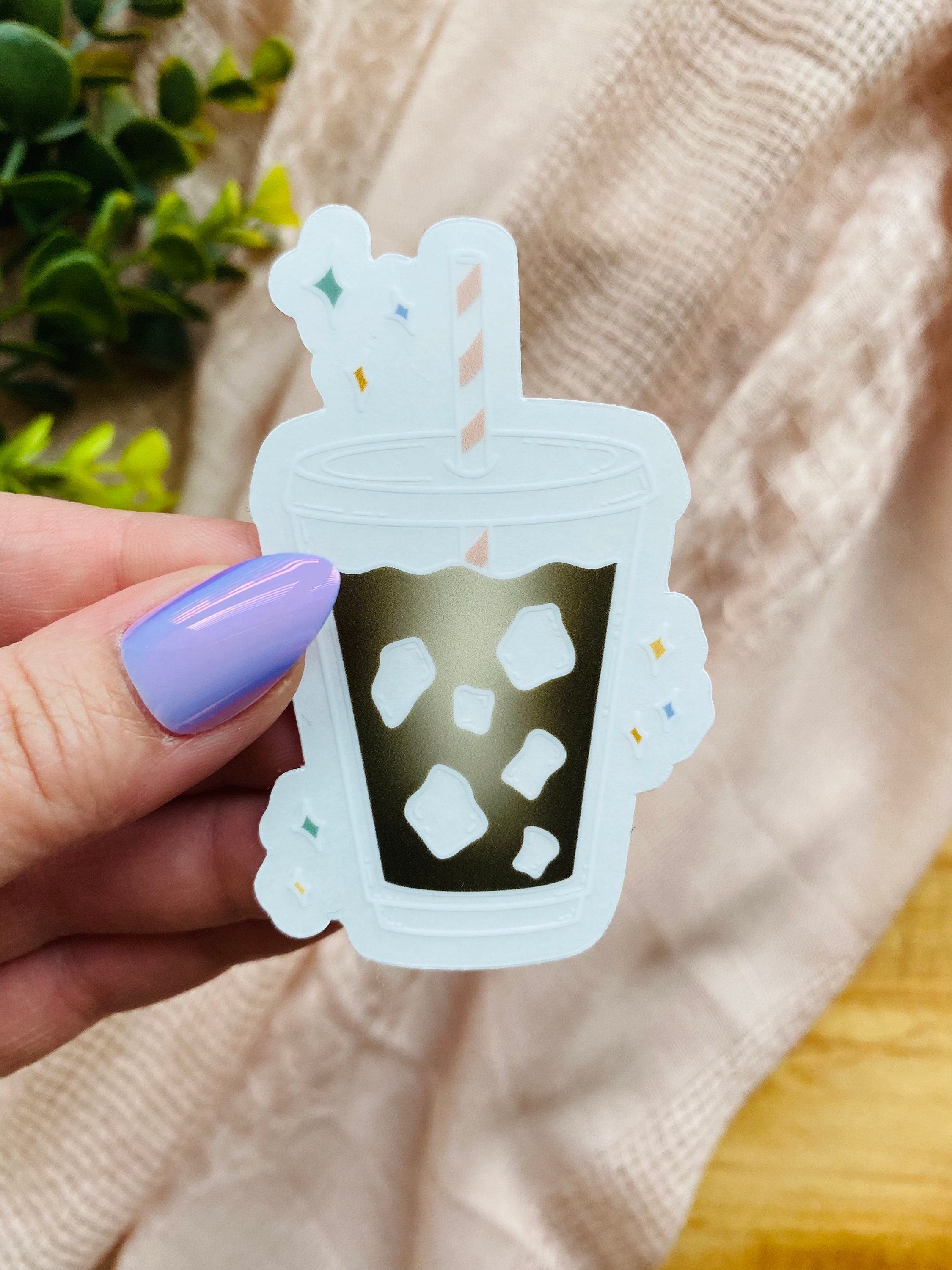 Iced Coffee Sticker, Clear Vinyl Sticker, Coffee Inspired Sticker ...