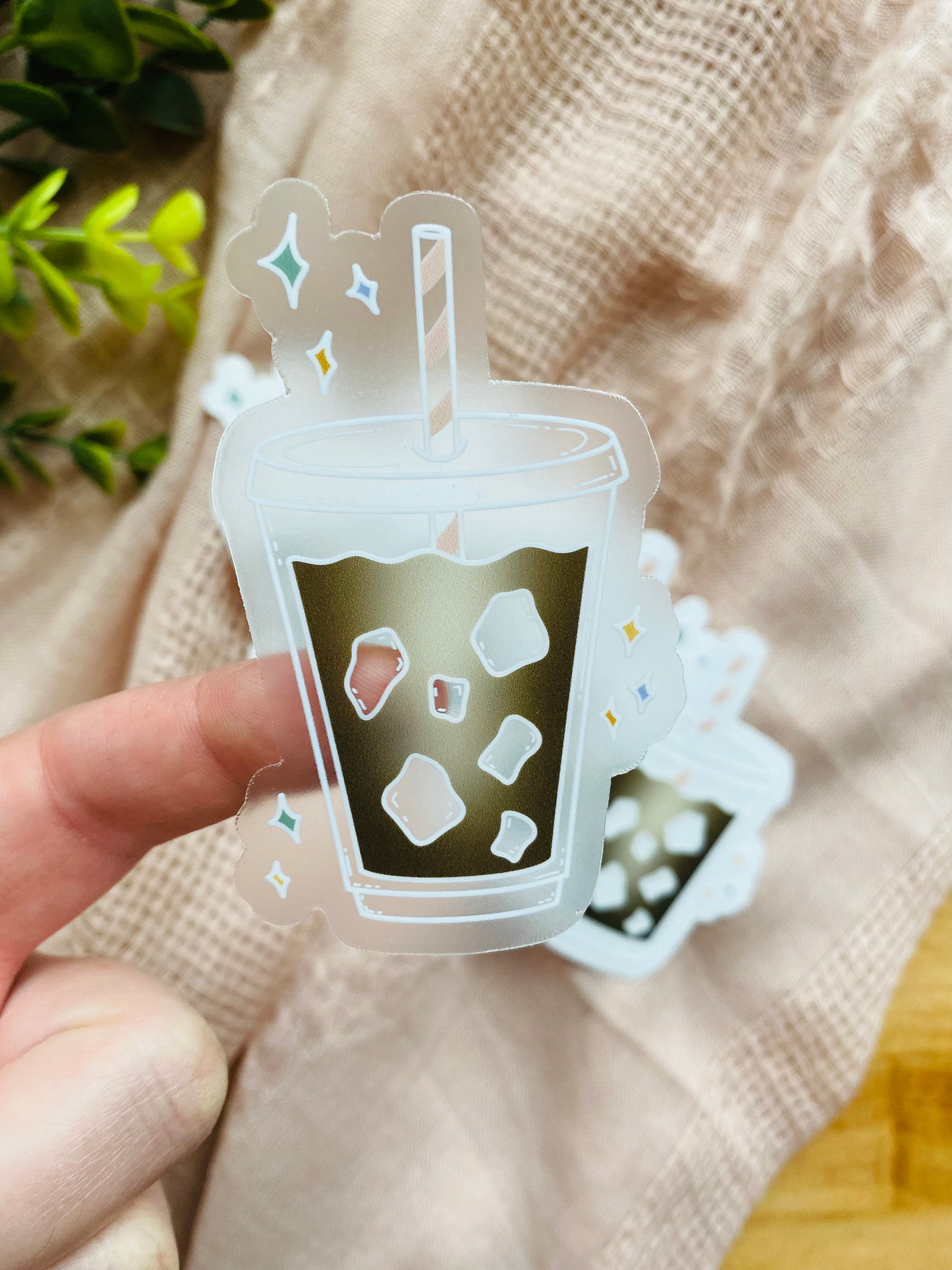 Iced Coffee Sticker, Clear Vinyl Sticker, Coffee Inspired Sticker ...