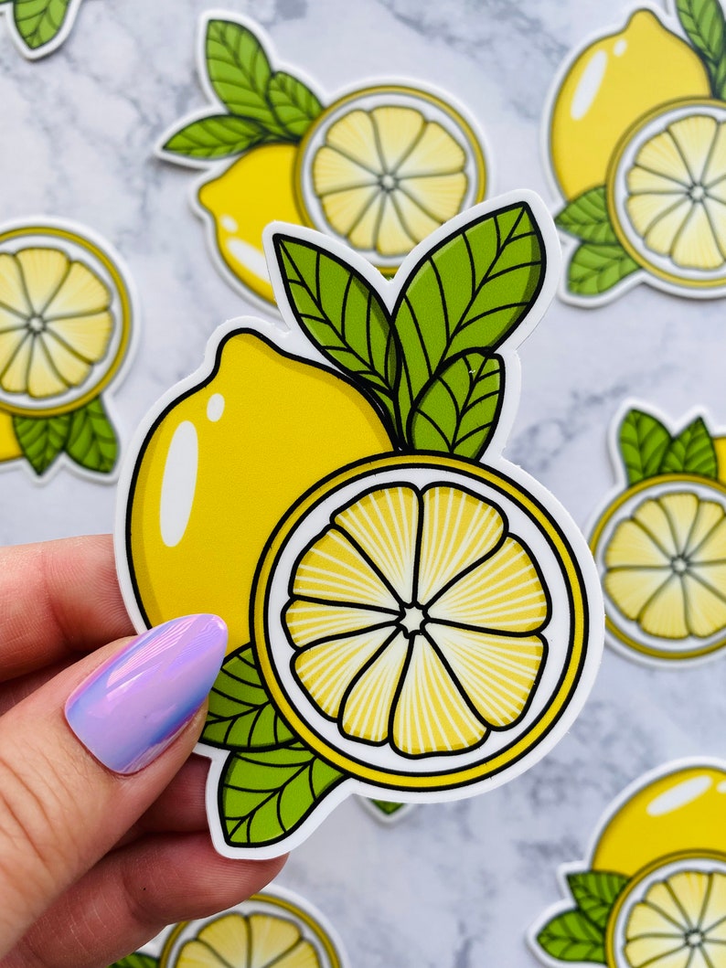 Lemon Sticker Bight Lemon Sticker Yellow Lemon Sticker | Etsy