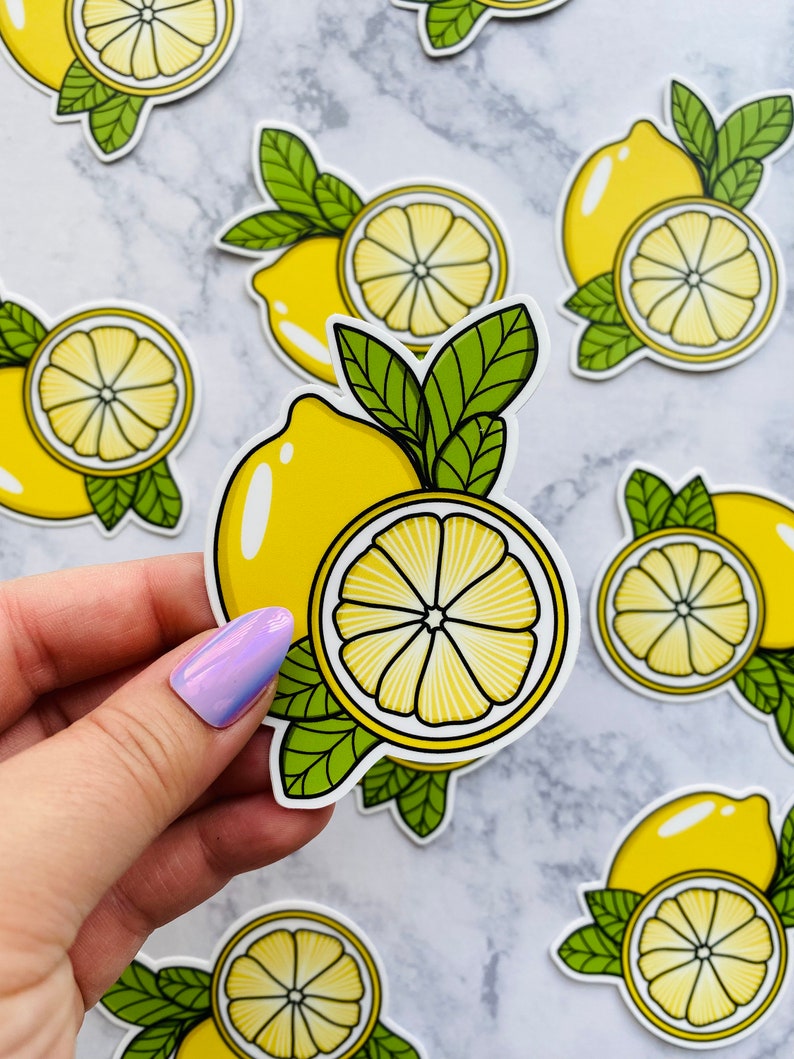 Lemon Sticker Bight Lemon Sticker Yellow Lemon Sticker | Etsy