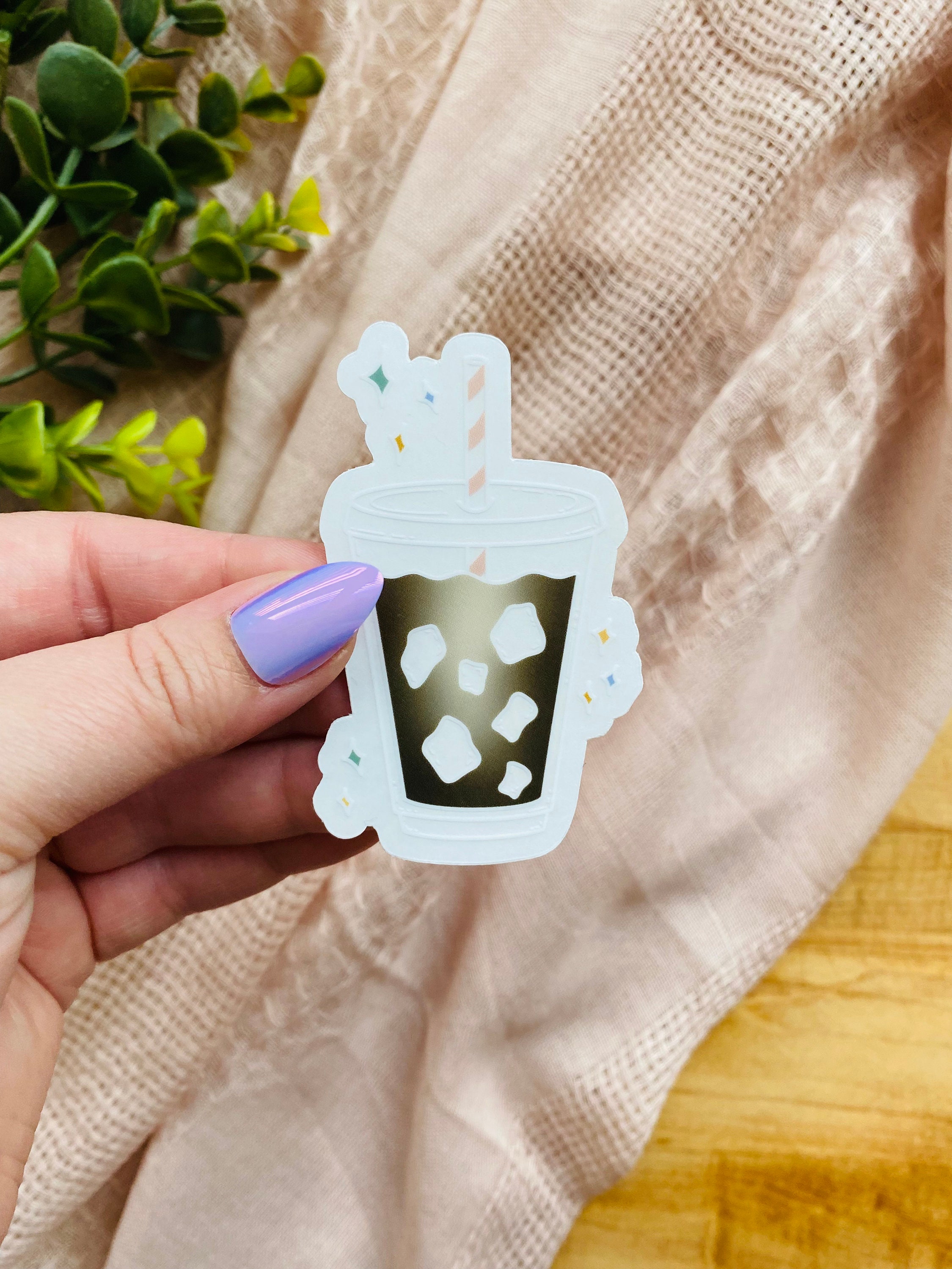 Iced Coffee Sticker, Clear Vinyl Sticker, Coffee Inspired Sticker ...