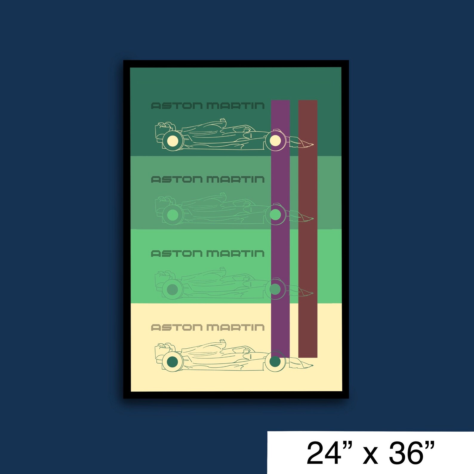 Aston Martin F1 Car Graphic Lines Retro Inspired Poster - Etsy