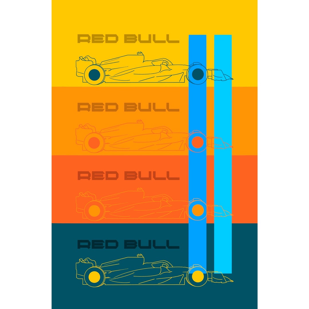 Red Bull F1 Car Graphic Lines Retro Poster Digital Download - Etsy