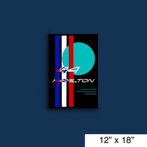HAMILTON 44 F1 Retro Poster Car Number Flag Colors - Etsy