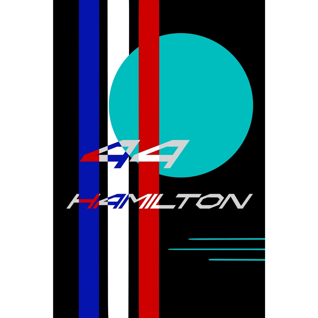 HAMILTON 44 F1 Retro Poster Car Number Flag Colors - Etsy