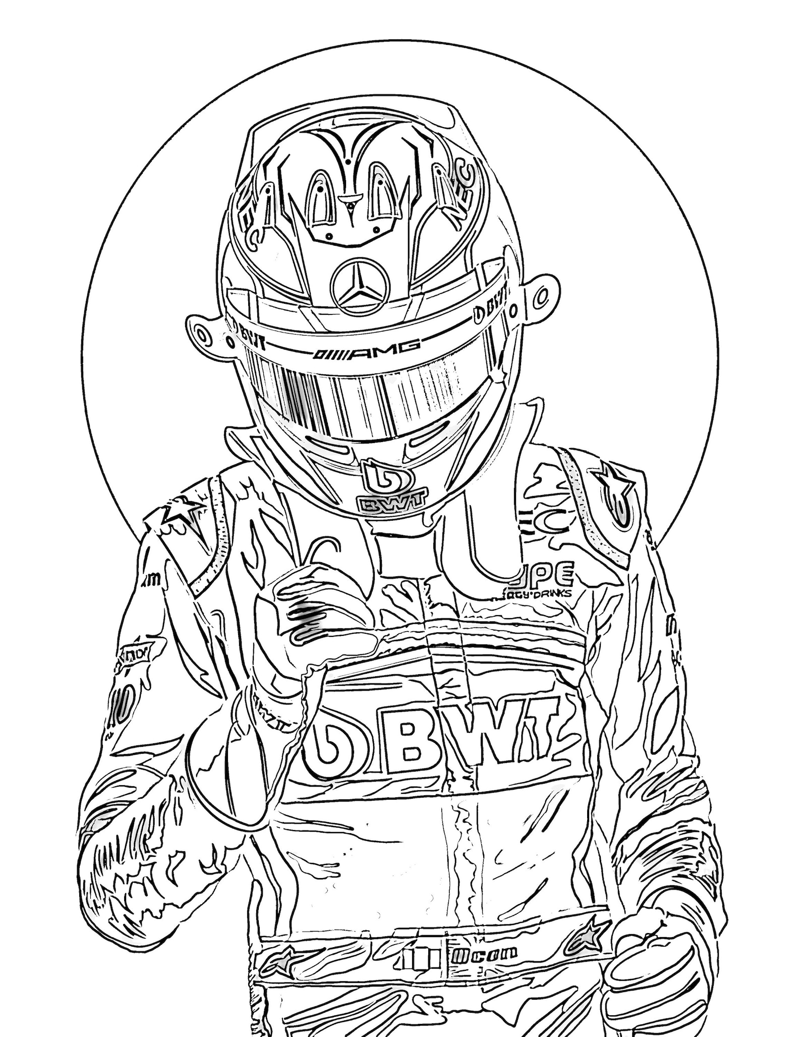 Ocon Coloring Page F1 Driver Coloring Page Digital Downl - Etsy