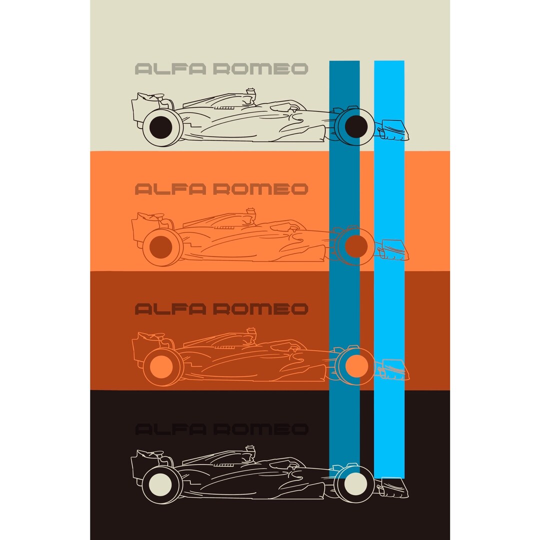 Alfa Romeo F1 Car Graphic Lines Retro Poster Digital Download - Etsy