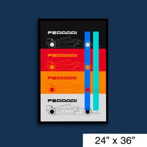 Ferrari F1 Car Graphic Lines Retro Poster Digital Download - Etsy
