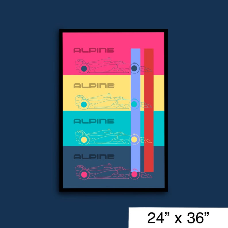 Alpine F1 Car Graphic Lines Retro Poster Digital Download - Etsy